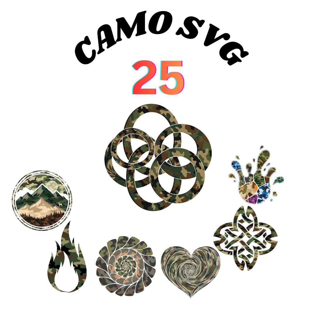 Camo SVG Shirt Designs | 25 Camo SVG Bundle for Cricut, Camouflage ...