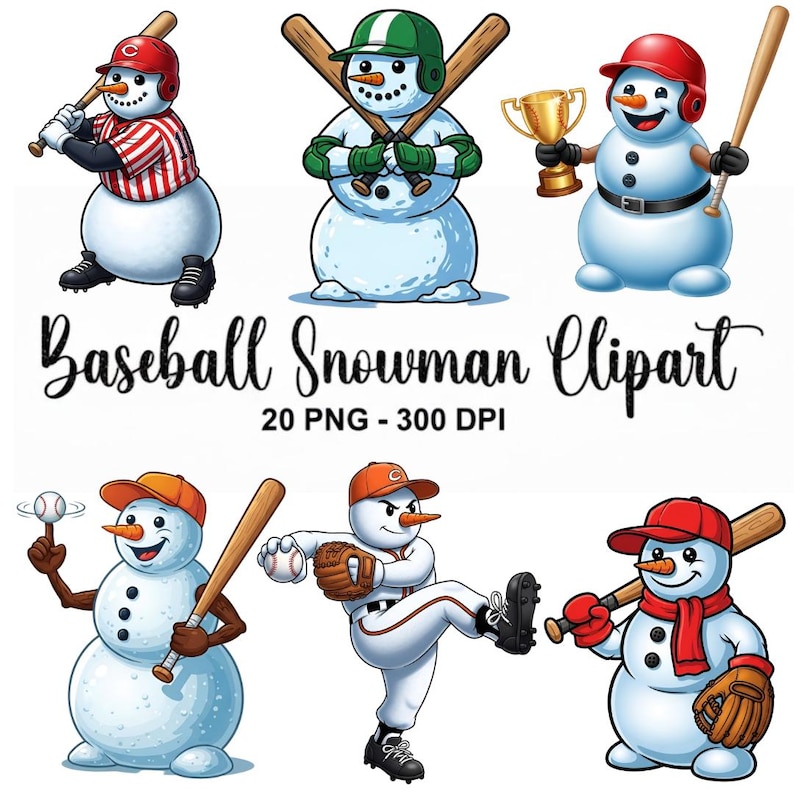 Baseball Snowman Clipart PNG, Winter Snowman PNG Bundle,cozy Season Png ...