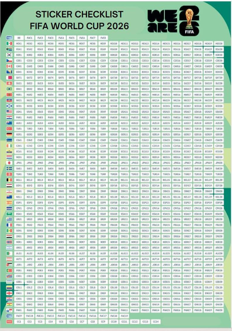 World Cup 2026 Sticker Checklist Bundle | Printable PDF + Excel Tracker ...
