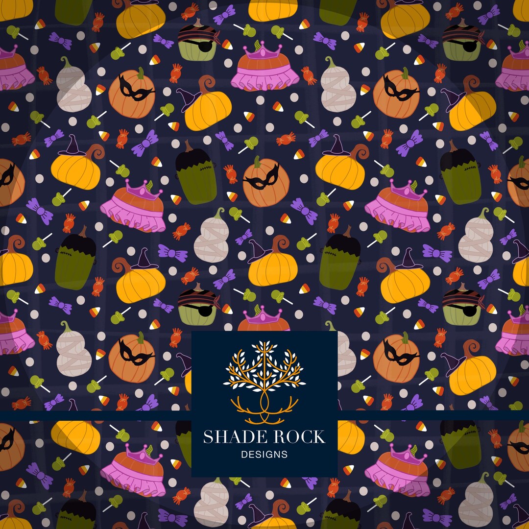 Halloween Pumpkin Costume Pattern: Purple Seamless (300 DPI PNG Digital ...