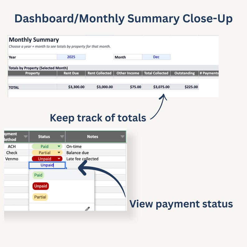 Landlord Rent Tracker Spreadsheet | Rental Income Log | Google Sheets ...