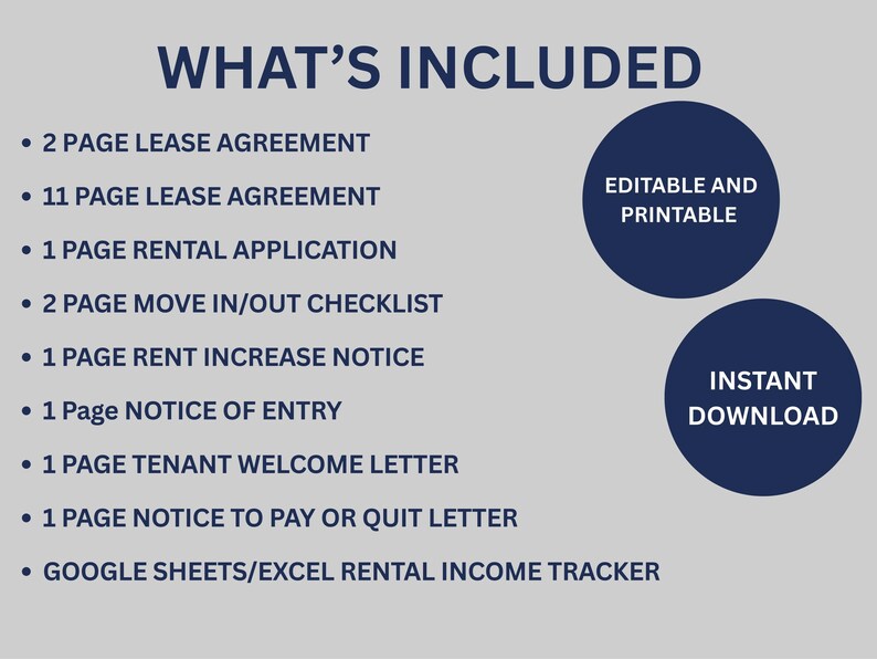 Landlord Forms Bundle, Lease Agreement, Rental Application (editable ...