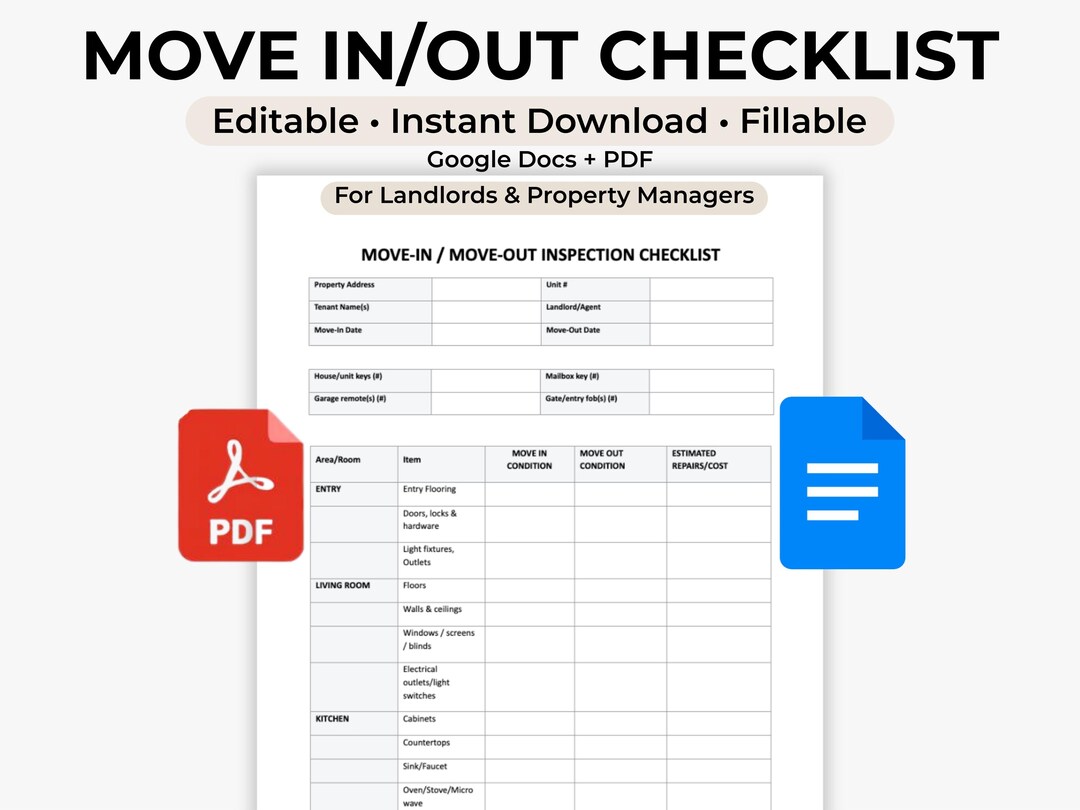 Rental Inspection Checklist | Move-in/move-out Condition Report (PDF ...