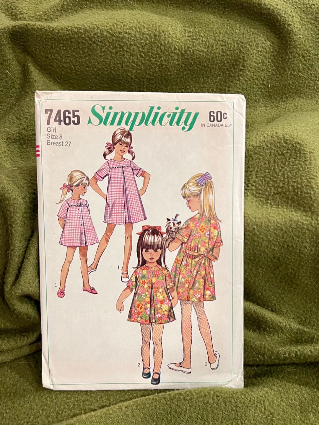 Vintage Simplicity Sewing Pattern 7465 - 1960's Girl's Dress With Front ...