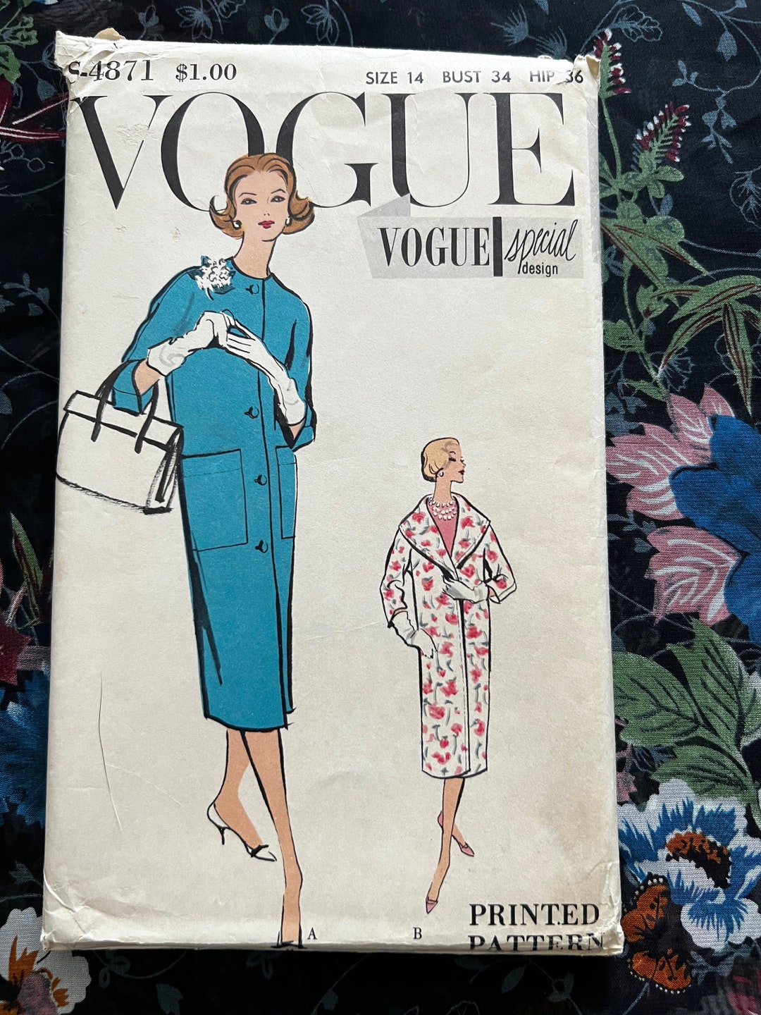 Vintage Vogue Special Design Pattern S-4871 - 50's Slim Coat W/ or W/o ...