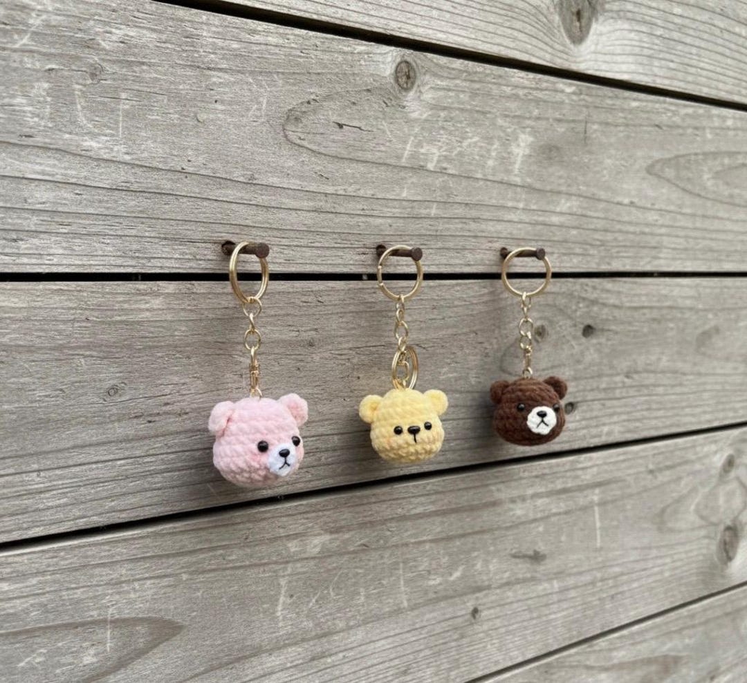 Crochet Teddy Keychain – Cute Mini Bear Charm / Handmade Bag Accessory ...