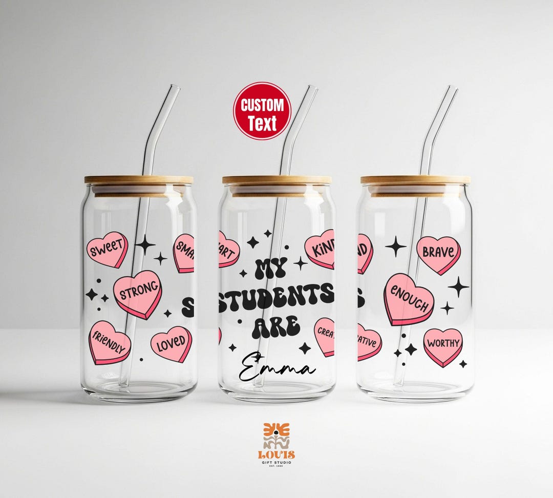 Personalized Teacher Affirmation Glass Cup, Custom Name Gift With ...