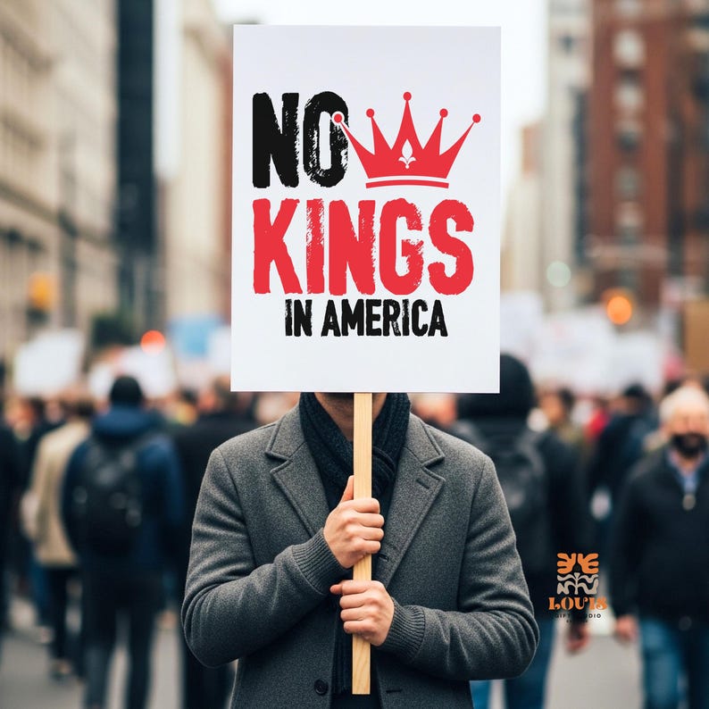 No Kings in America Protest Sign 18x24, Protect Democracy Political ...