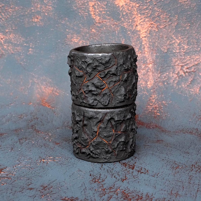 Handmade Ceramic Espresso Cup Set - Lava Textured Black Stone Coffee ...