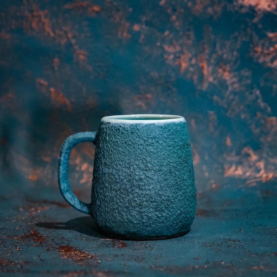 Handmade Crater Texture Mug – Volcanic Ceramic Coffee Cup, Rustic ...