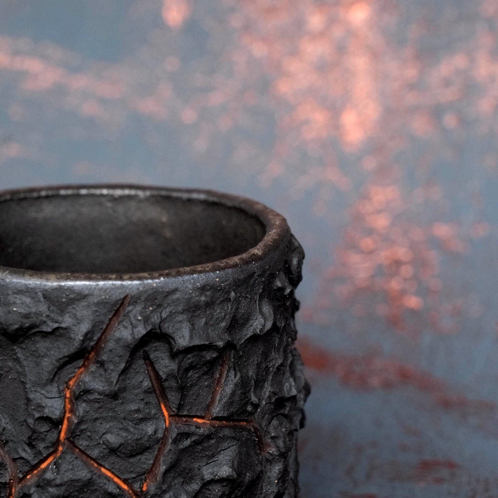 Handmade Ceramic Espresso Cup Set - Lava Textured Black Stone Coffee ...