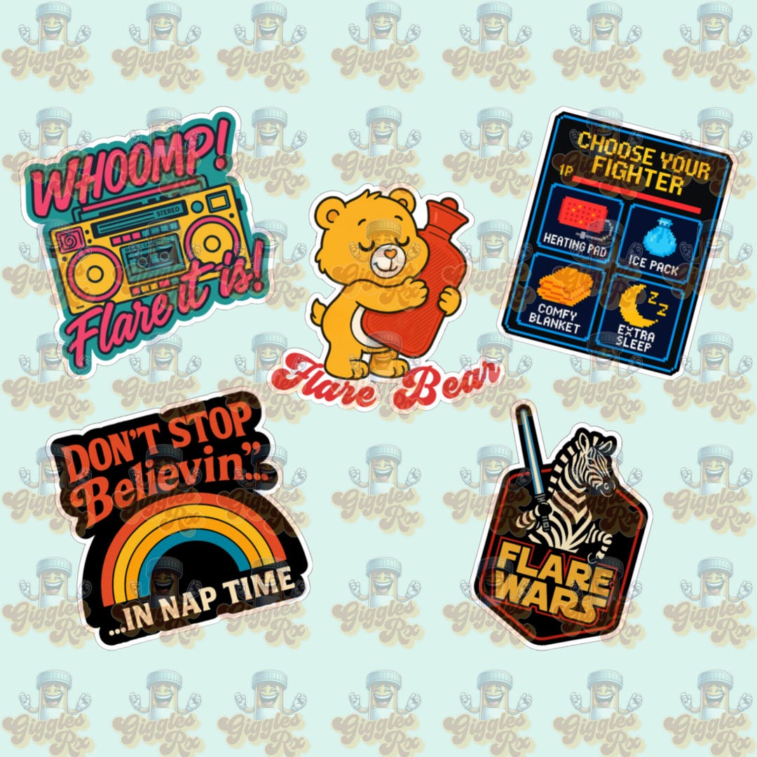 Chronic Illness Giggle Pack: Retro 80s Designs - 5 Vinyl Stickers - Etsy