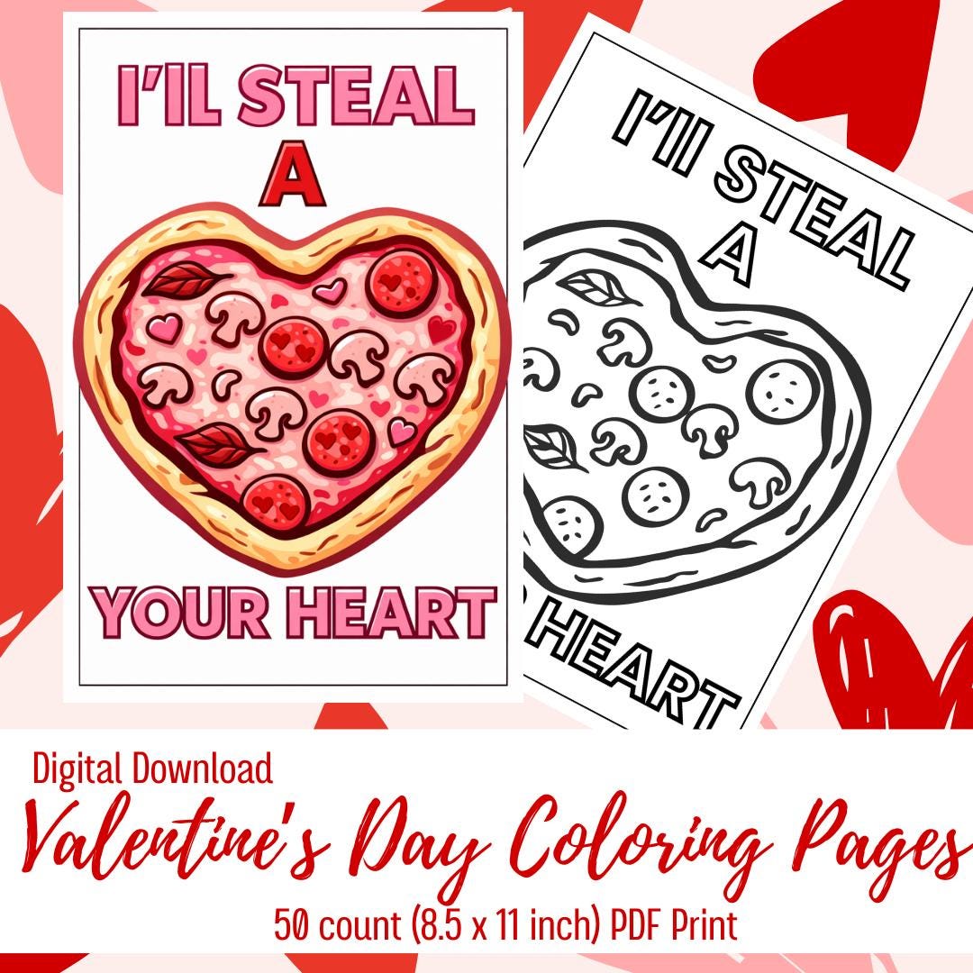 Valentine's Day Coloring Book, 50 Pages (digital Download) - Etsy