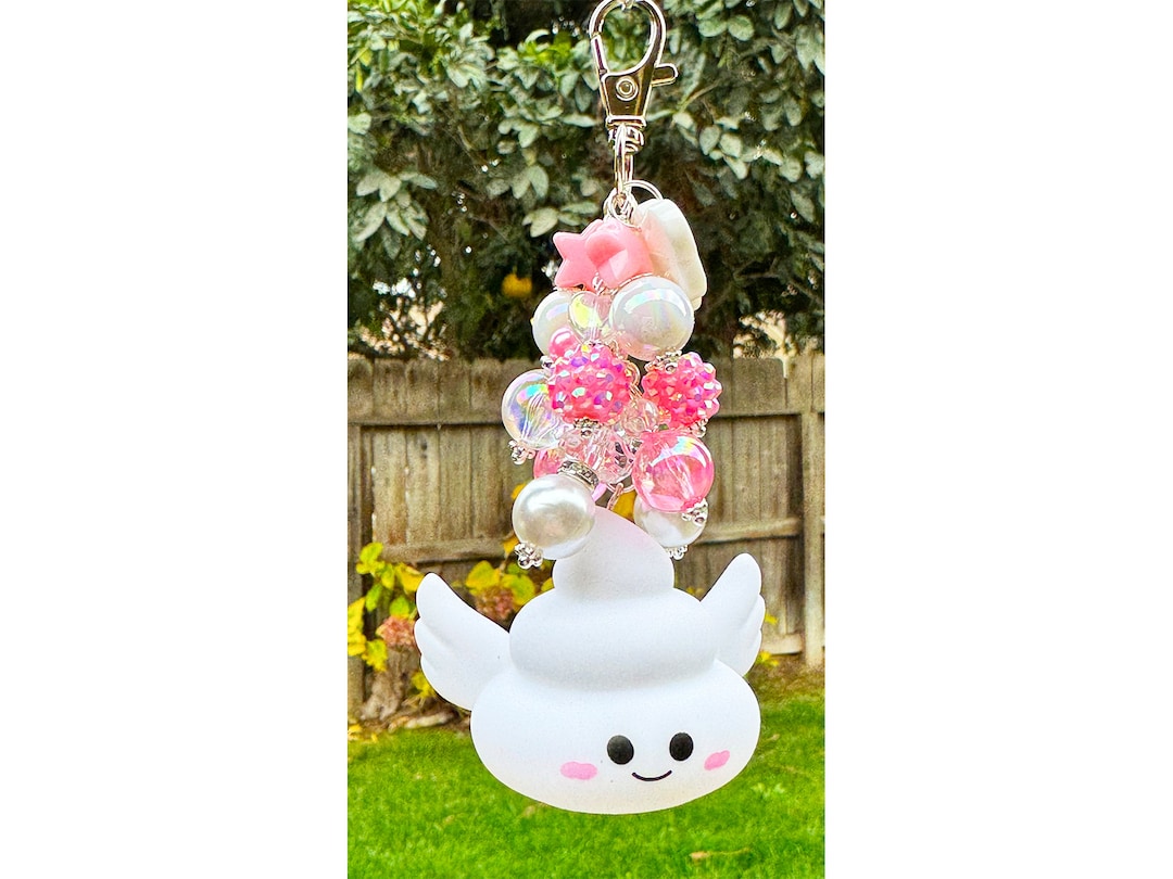 Kawaii White Poop Turd Angel Squeaker Keychain Bag Purse Charm - Etsy