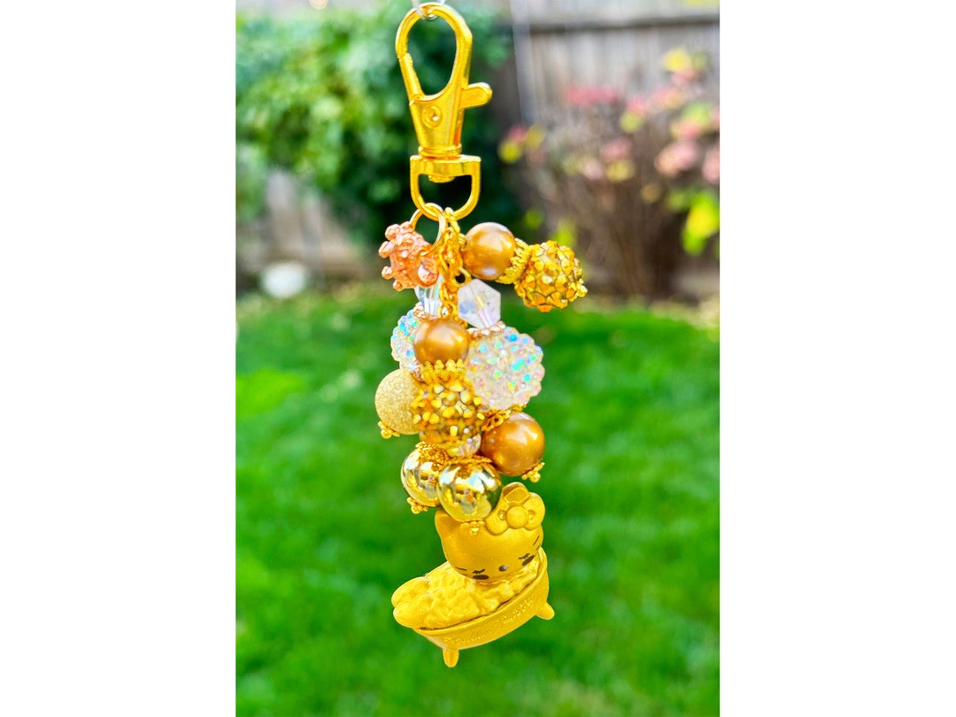 Sanrio Golden Hello Kitty Bath Kawaii Keychain Purse Bag Charm - Etsy