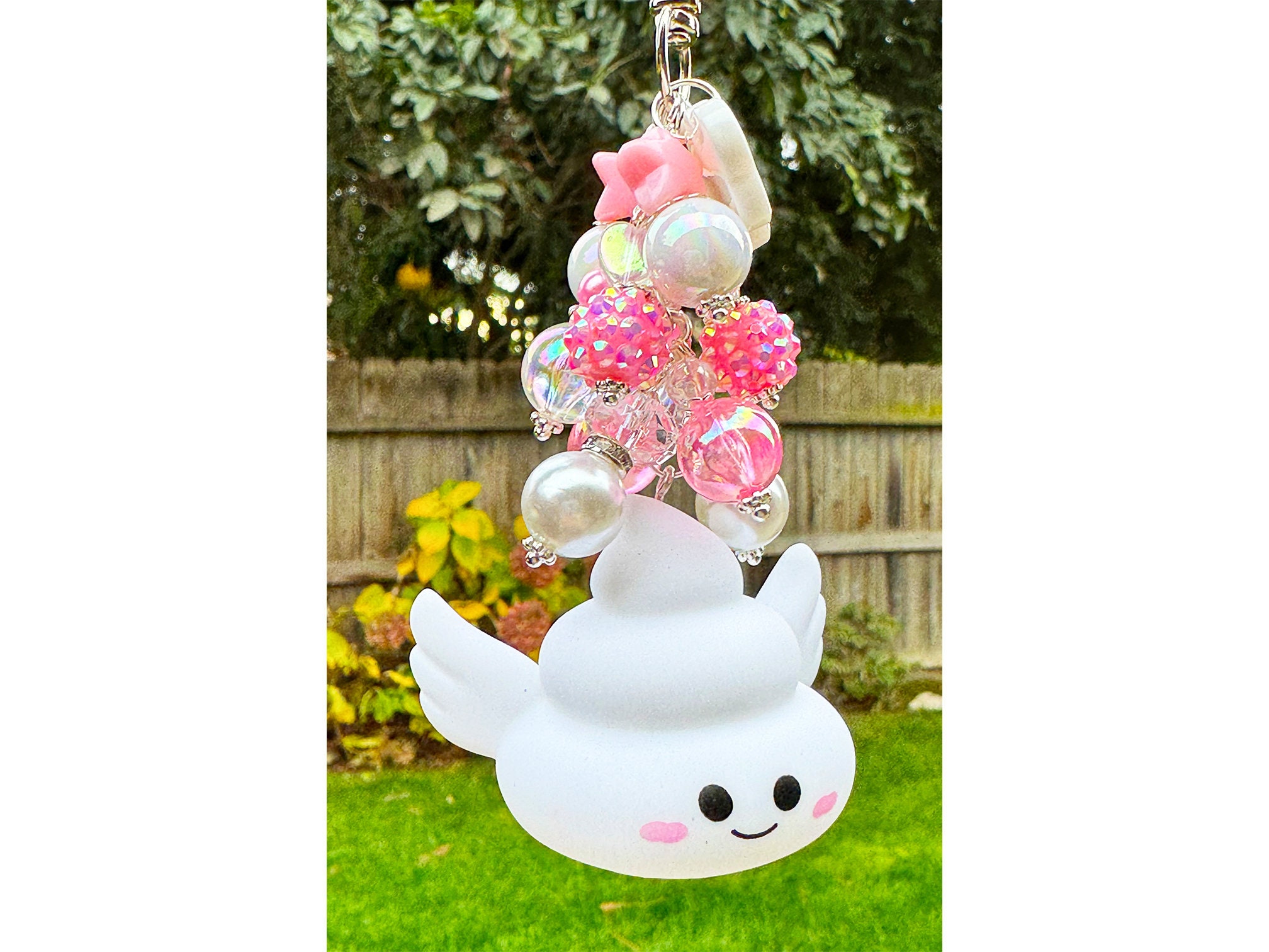 Kawaii White Poop Turd Angel Squeaker Keychain Bag Purse Charm - Etsy