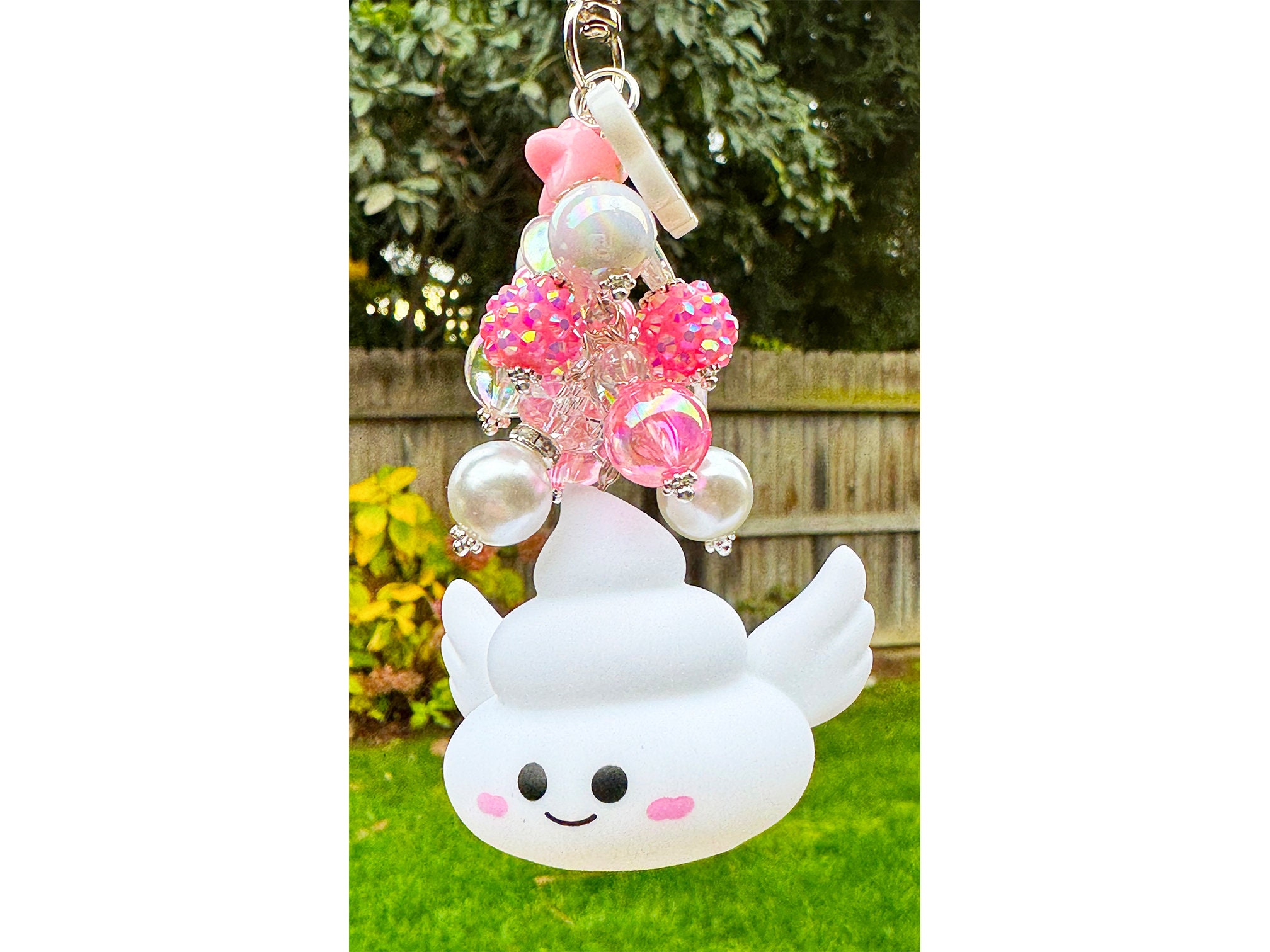 Kawaii White Poop Turd Angel Squeaker Keychain Bag Purse Charm - Etsy