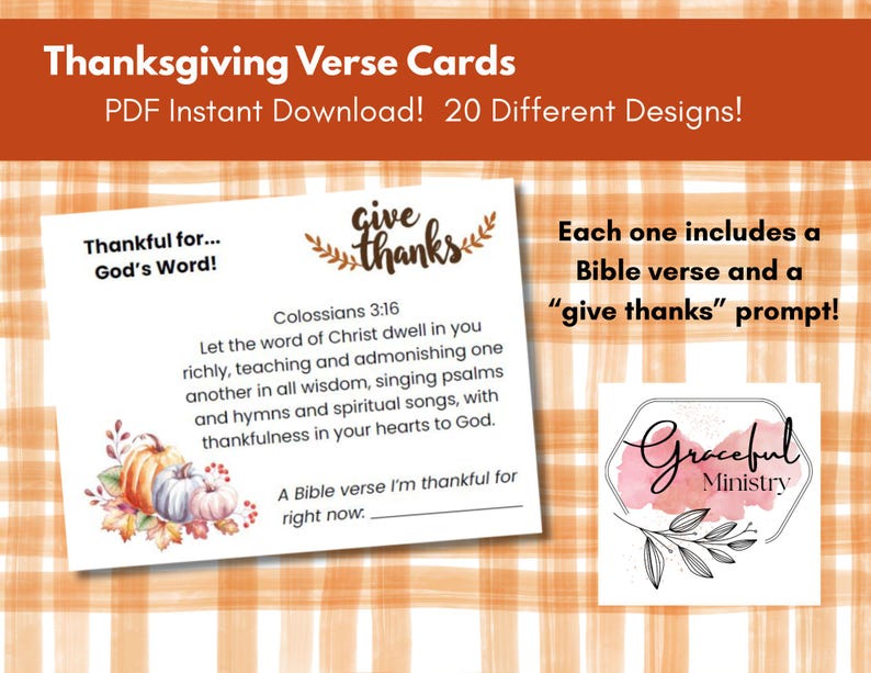 Thanksgiving Bible Verse Cards - Etsy