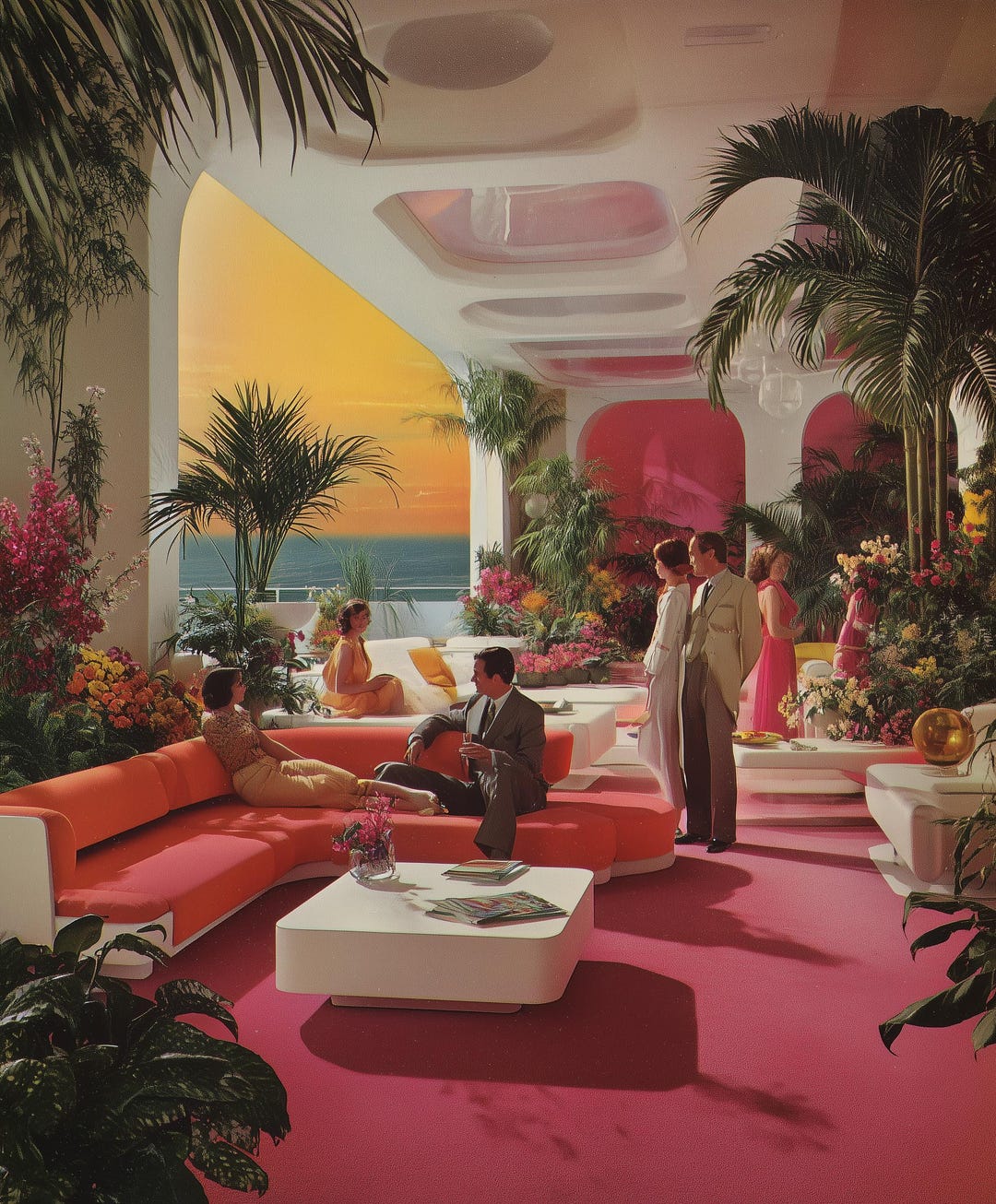 Retro-futuristic Atrium Print: 1970s Space Age Digital Art (9920×12000 ...