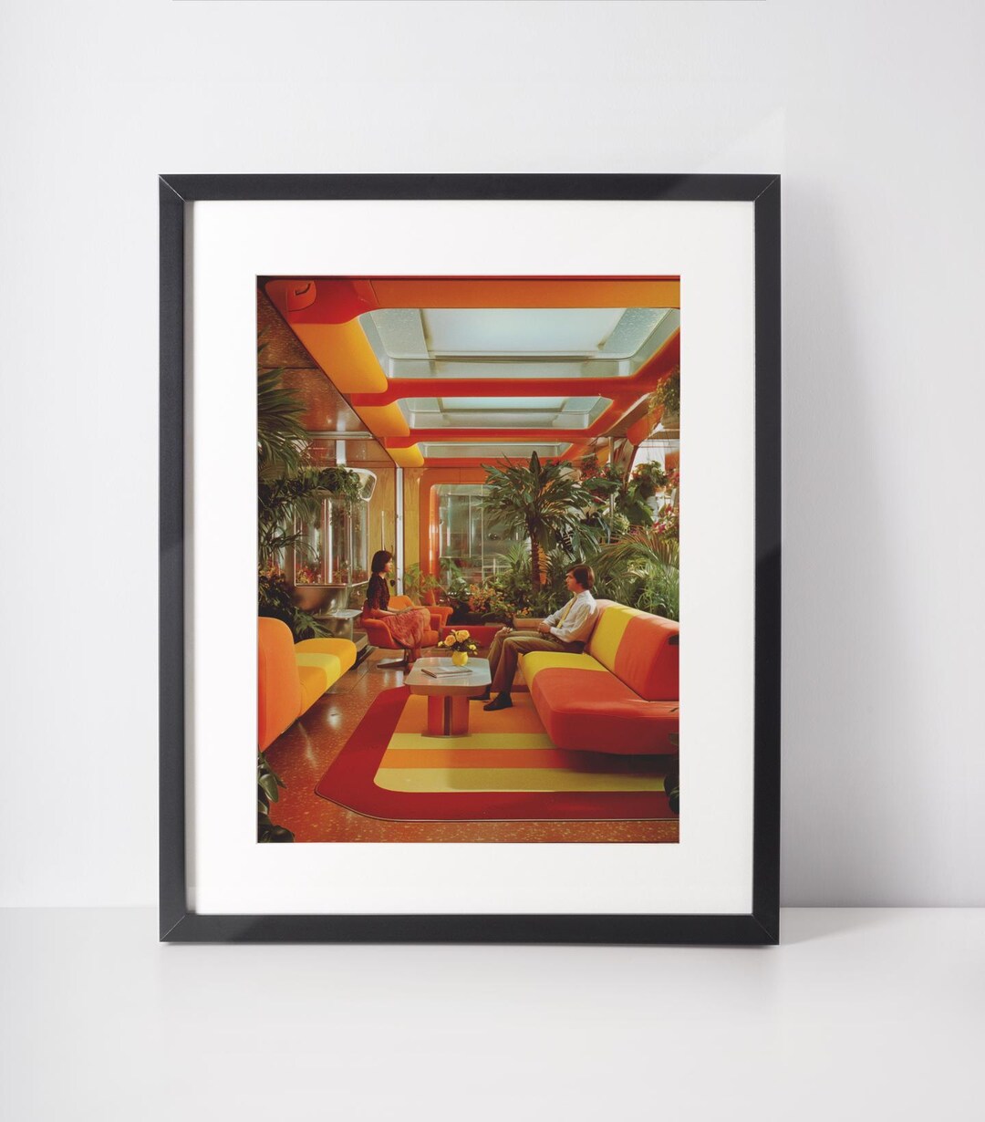 Retro Futuristic Lounge Print | 70s Space Age Interior Art - Etsy