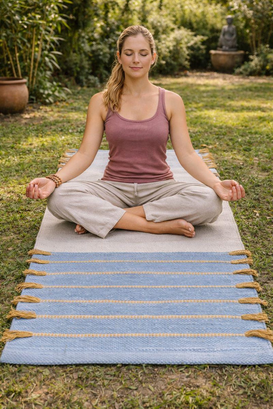 Organic Cotton Yoga Mat – Ecofriendly, Handwoven, Anti-slip Exercise ...