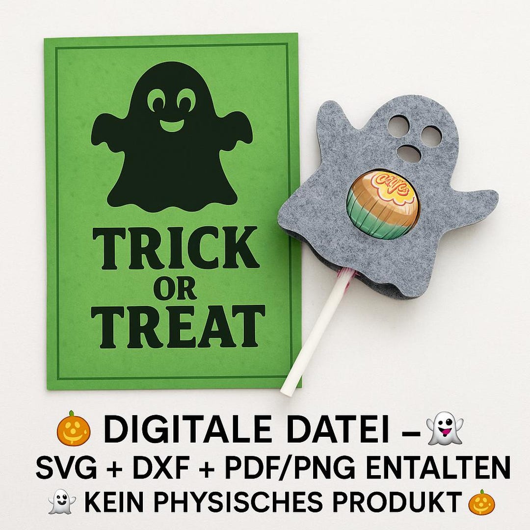Halloween Ghost Lollipop - Laser File SVG DXF + Trick or Treat Card ...