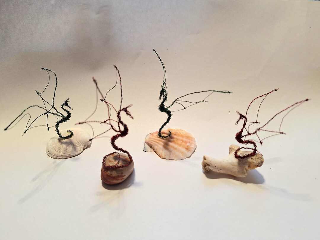 Single Small Dragon or Amphiptere on a Shell Sketched in 3D in Recycled ...