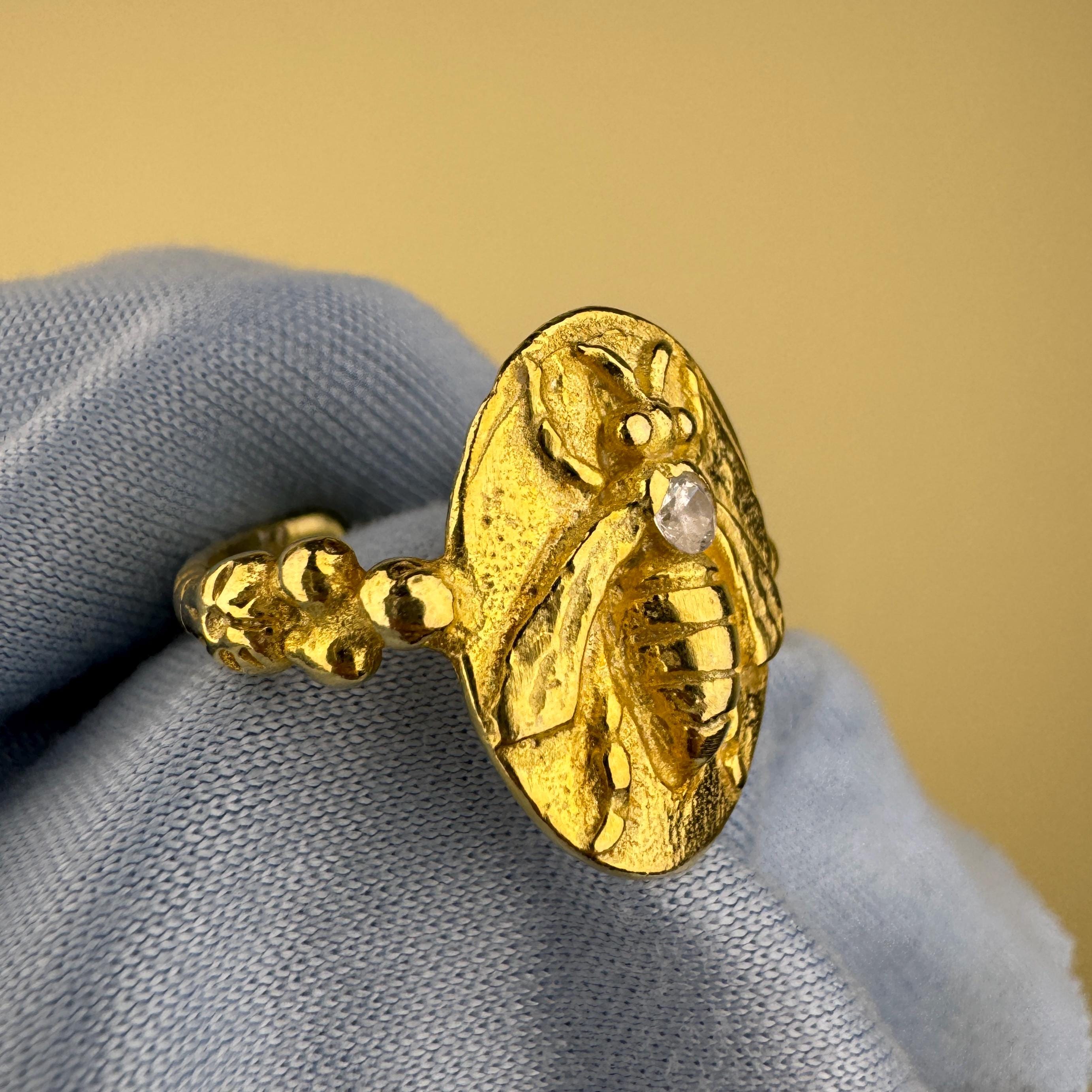 Honey Bee Signet Ring: 14k Gold Vermeil Sterling Silver Ancient Greek ...