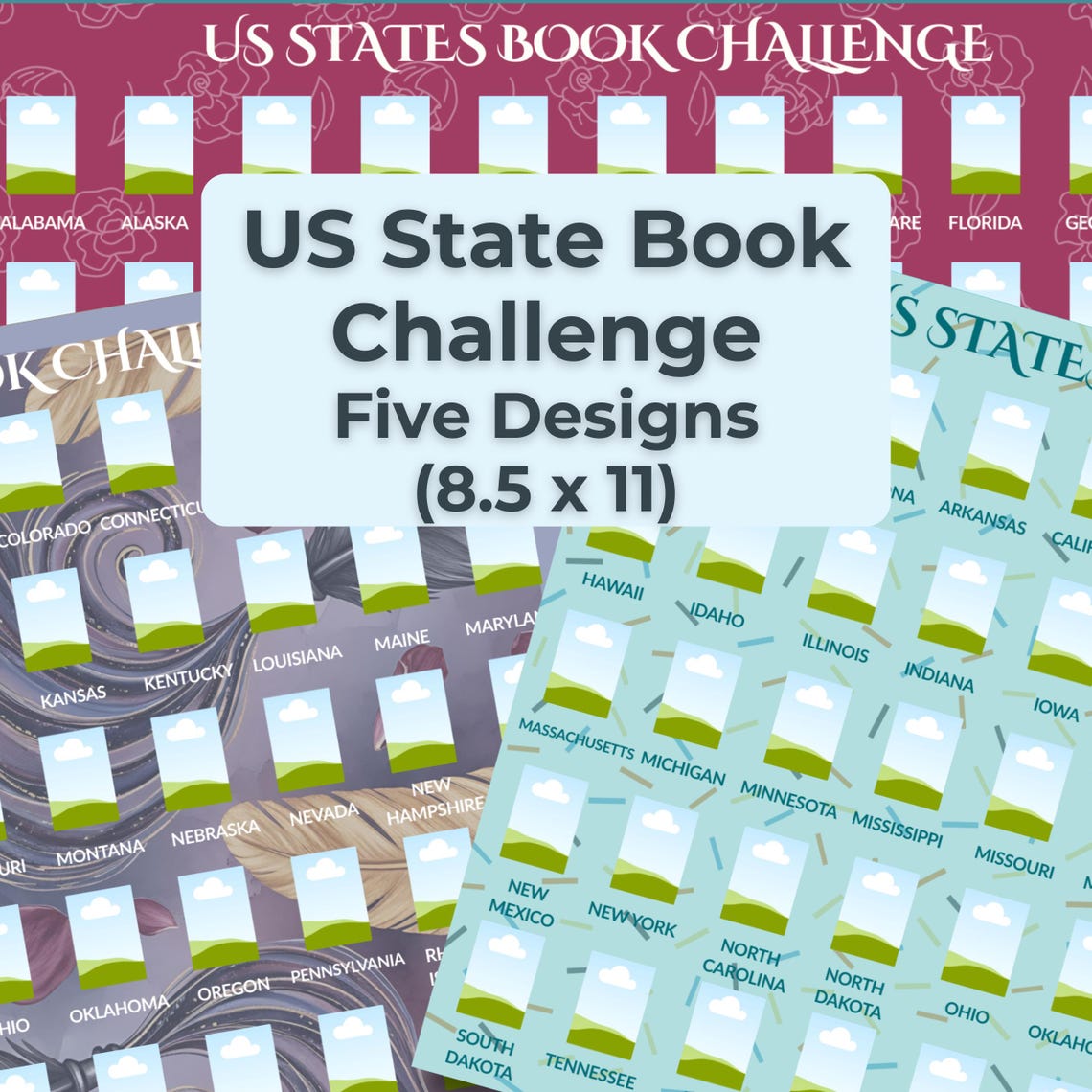 Reading Challenge Bundle | Editable Canva Book Trackers | Five Reading ...