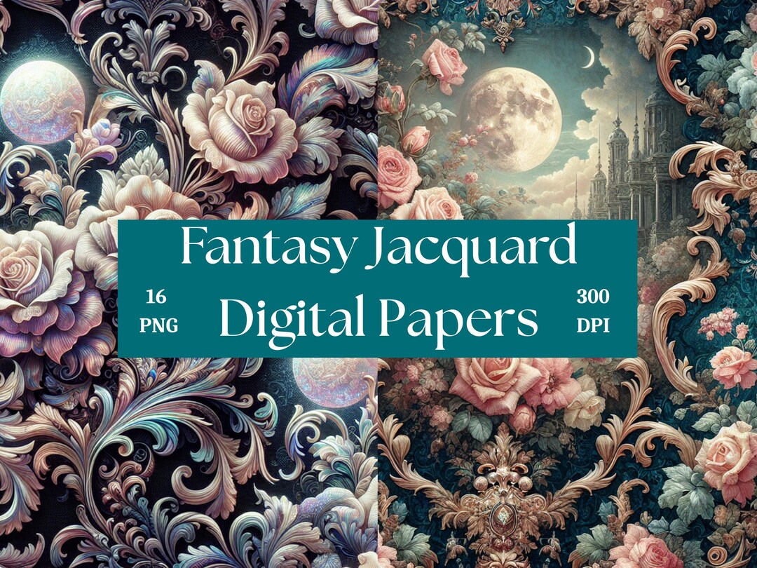 Fantasy Jacquard Digital Papers | PNG Backgrounds for Digital Journals ...