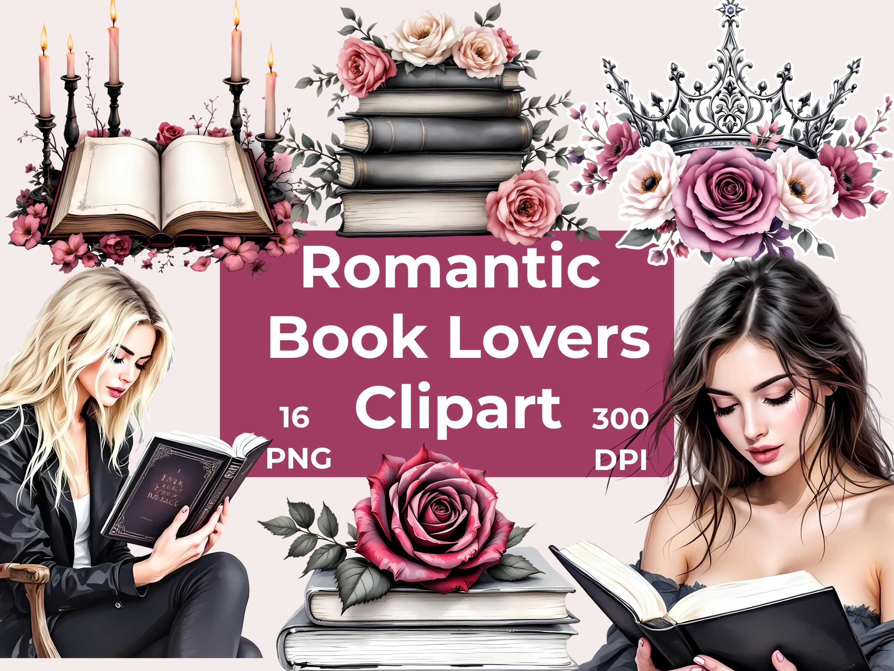 Romantic Book Lovers Clipart | 16 PNG | 300 DPI - Etsy
