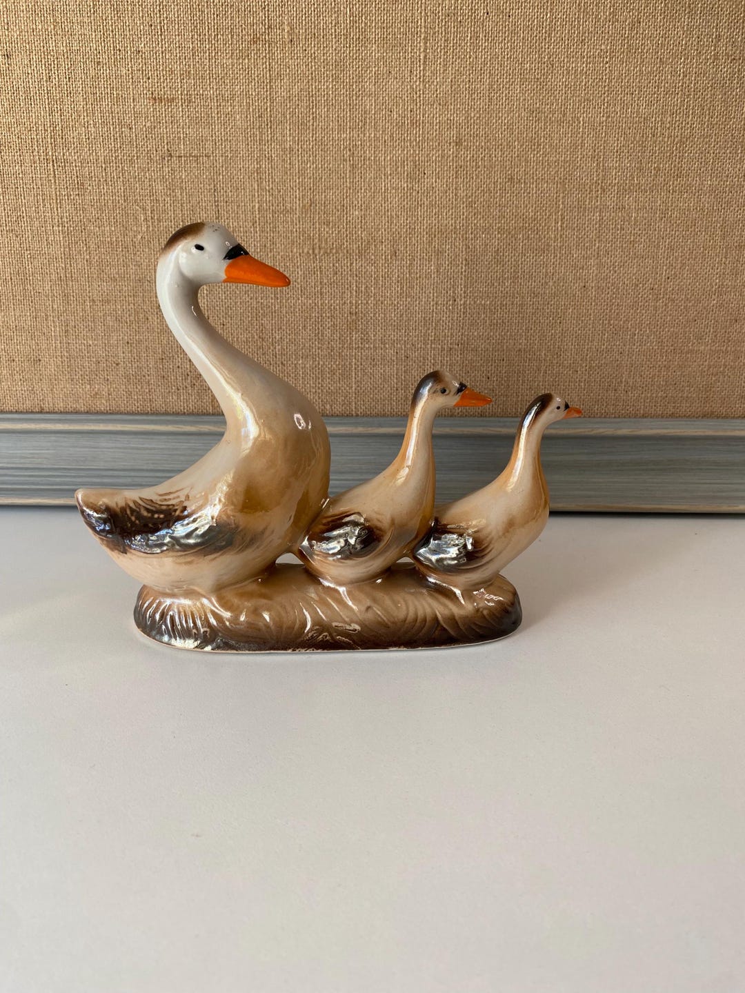 Vintage Brazilian Lusterware Goose Family Figurine – Hand Painted Duck ...