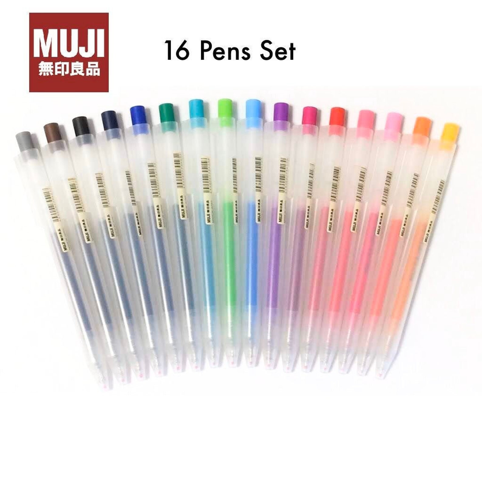 Authentic Muji Retractable Gel Ink Clip Pens 16 colors Real | Etsy