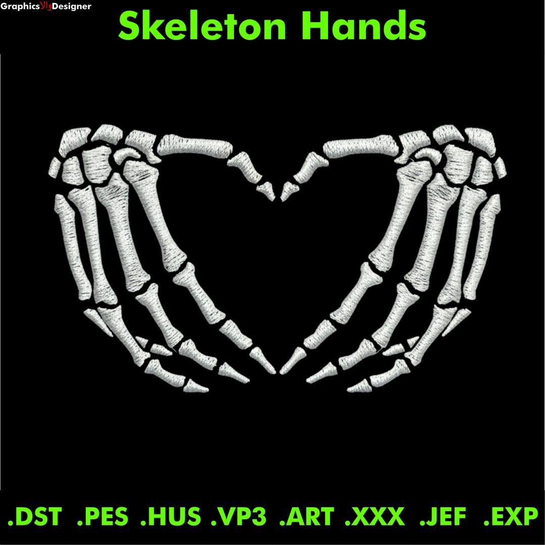 Skeleton Hands Embroidery Design, Gothic Machine Embroidery File ...