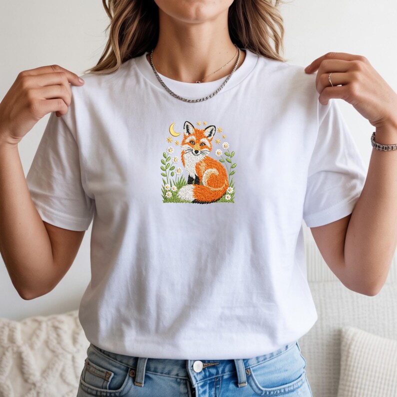 Floral Fox Machine Embroidery Design, Wild Animal Embroidery Pattern ...