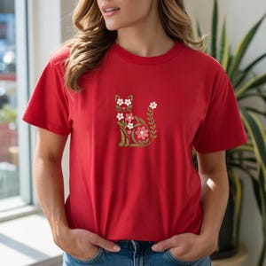 Floral Machine Embroidery Design, Flowers Cat Embroidery Pattern ...