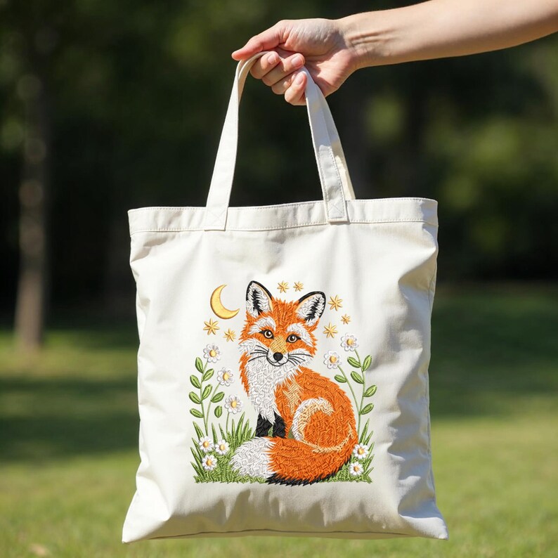 Floral Fox Machine Embroidery Design, Wild Animal Embroidery Pattern ...