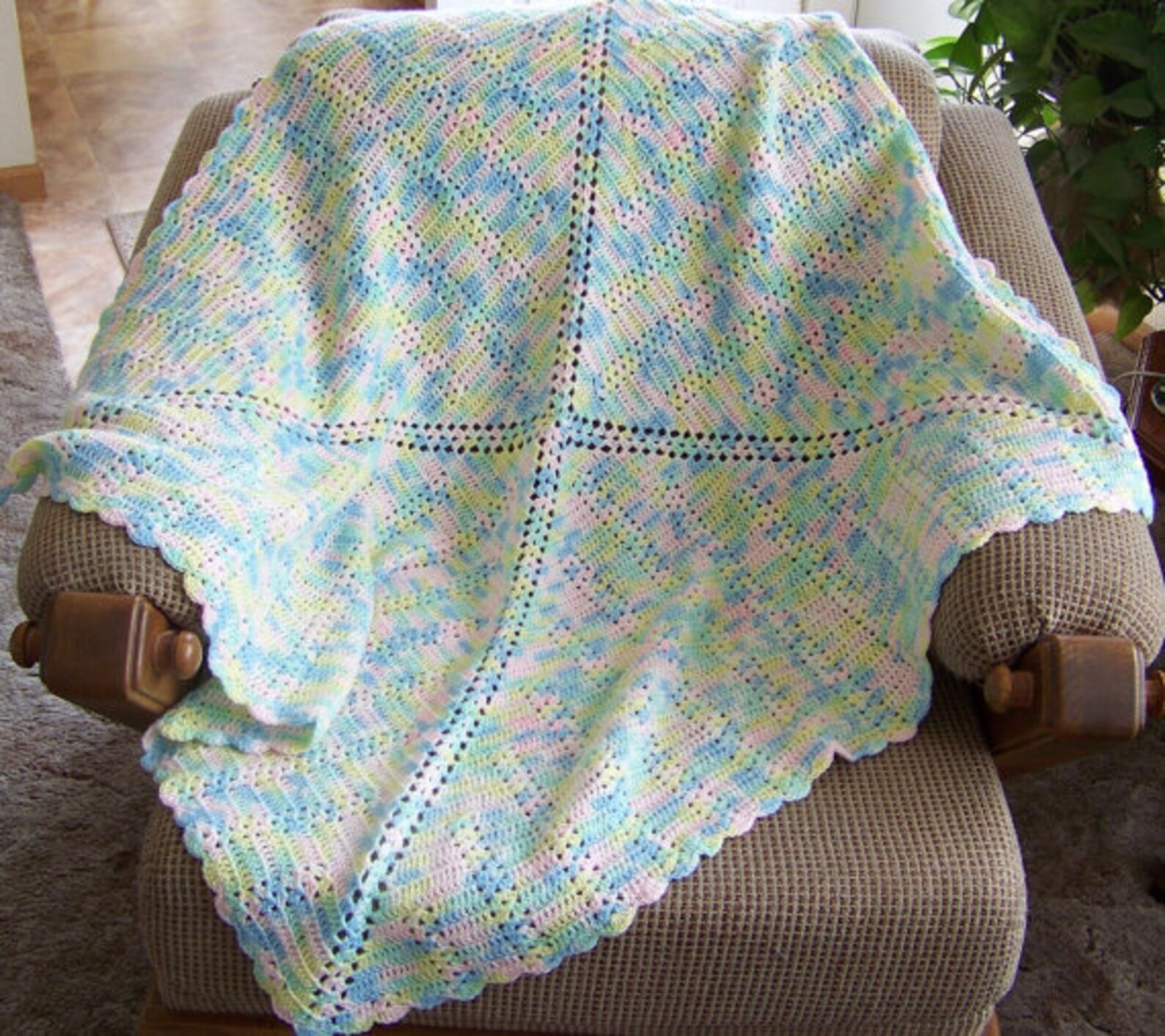 Cute Squares Baby Blanket in Blue Green and Variegated Baby - Etsy