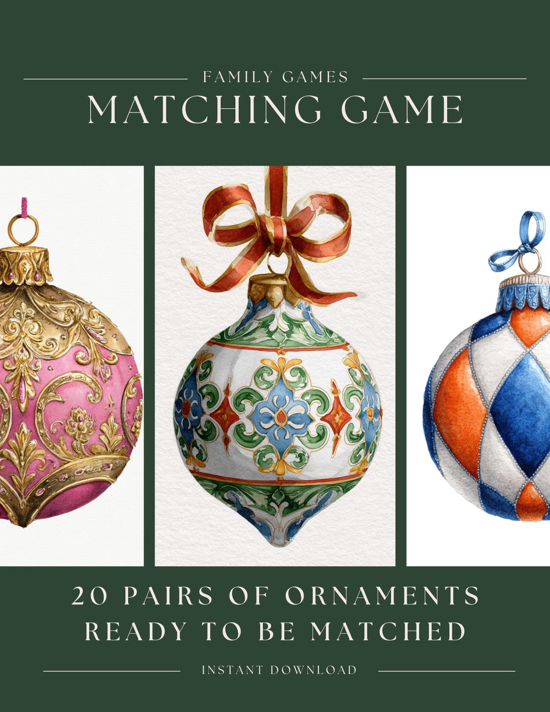 Ornament Matching Game for Kids | Christmas Flashcards | Printable ...