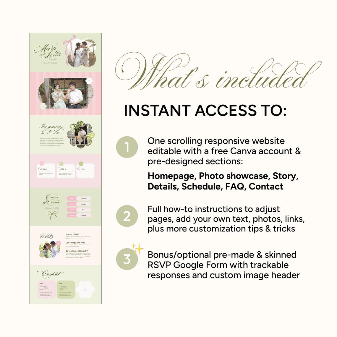 Pastel Coquette Garden Wedding Website Template: Canva Editable ...