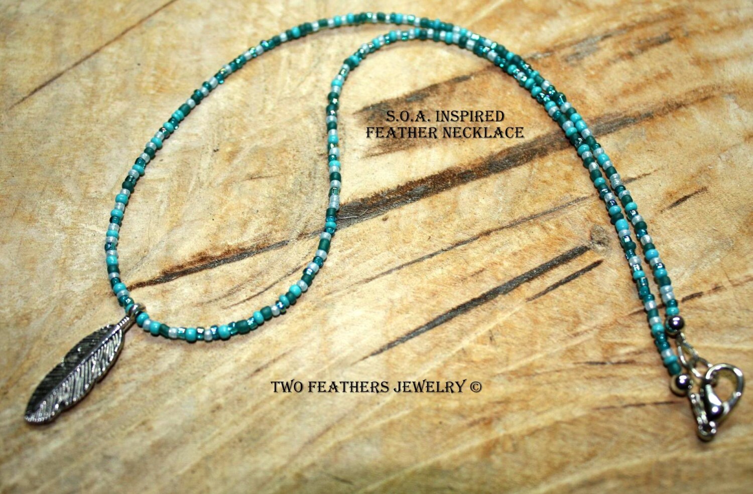 SOA Inspired Silver Feather Necklace Turquoise And Silver | Etsy