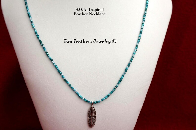 SOA Inspired Silver Feather Necklace Turquoise And Silver | Etsy