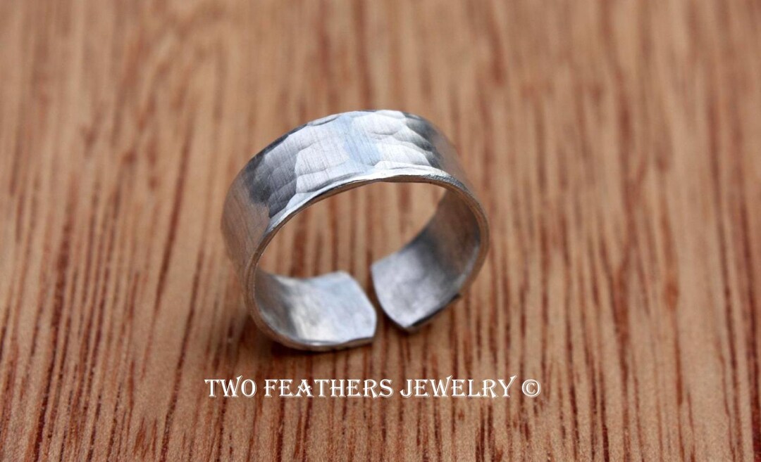 Silver Toe Ring Hammered Toe Ring Hammered Midi Ring Wide Metal Band ...