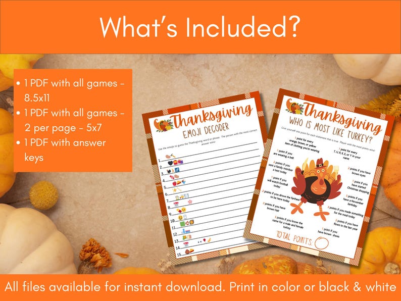 Thanksgiving Games Printable Bundle - Etsy