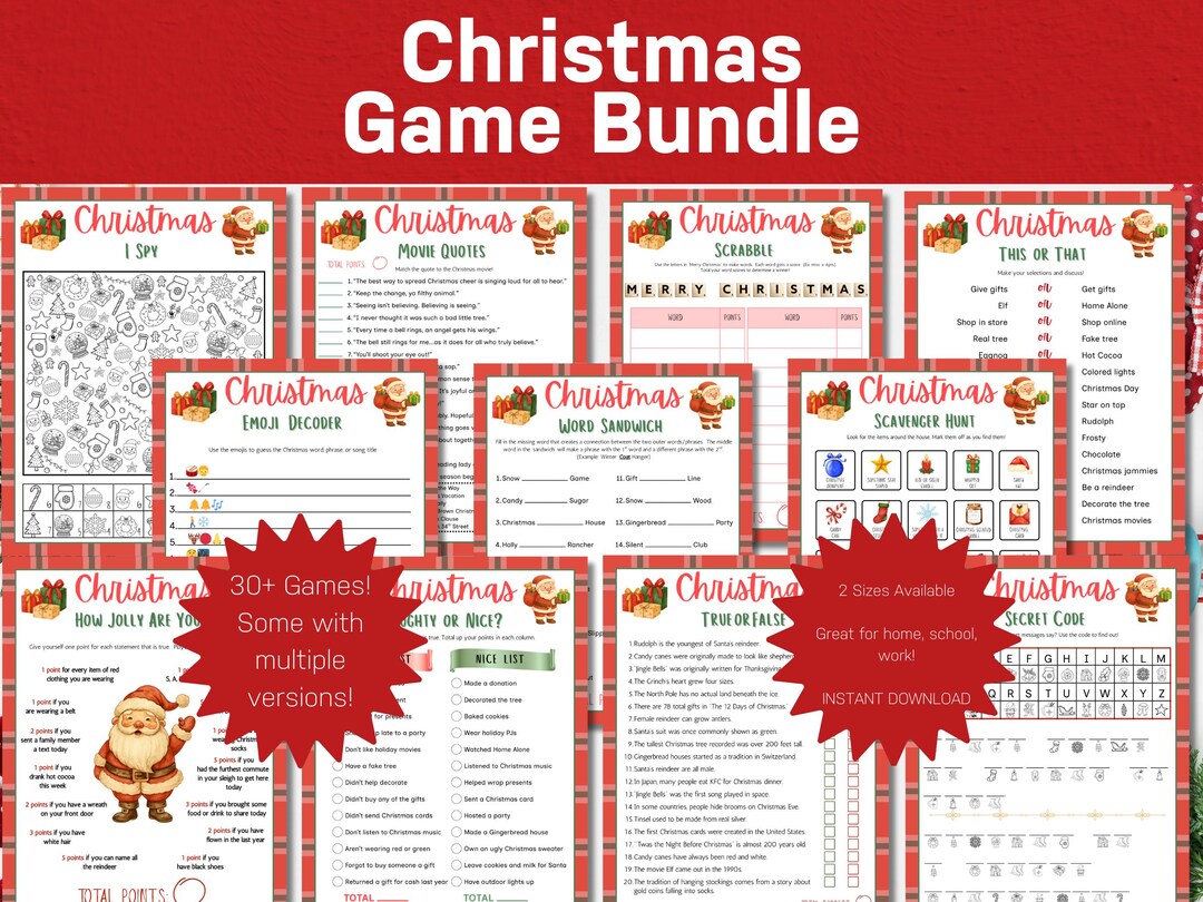 Christmas Games Bundle | 30 Printable Holiday Party Games (PDF) - Etsy
