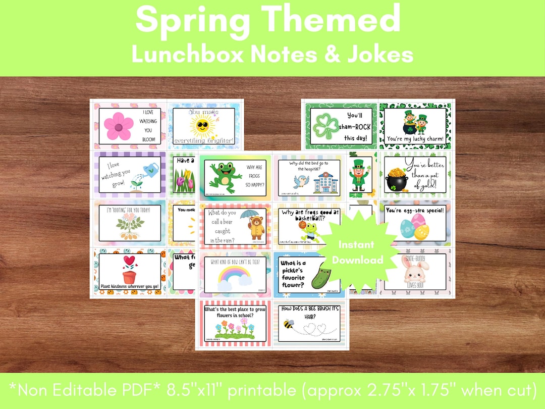 Printable Spring Lunchbox Notes for Kids - Etsy