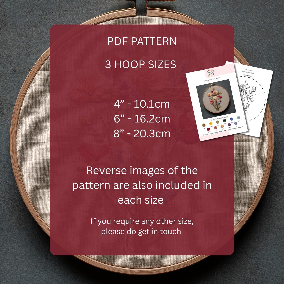 Christian Cross Flower Hand Embroidery Pattern Template, Christian ...