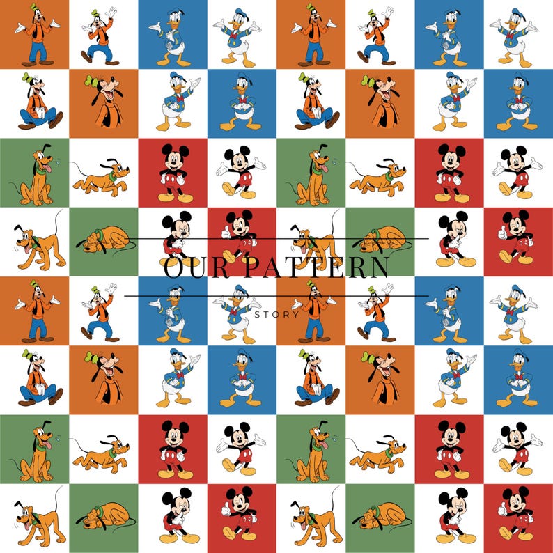 Cartoon Animals Seamless, Blocked Characters Seamless - Etsy