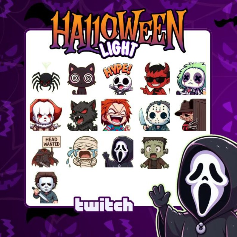 Twitch Emotes | HALLOWEEN SPECIAL | 15 Cute Emotes! (digital Download ...