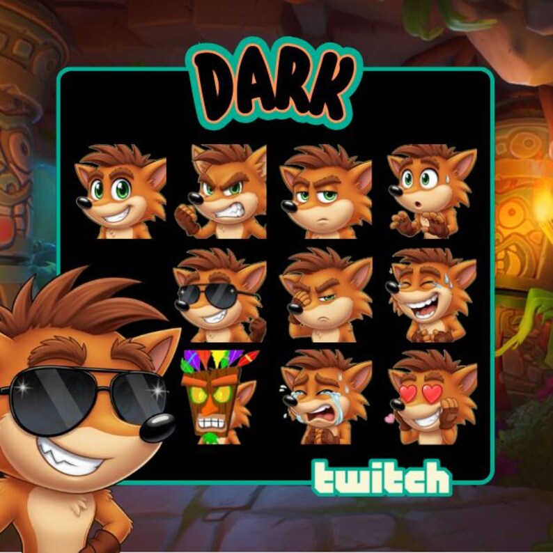 Crash Bandicoot Emotes for Twitch Streamers | 10 Cool Emotes! (digital ...